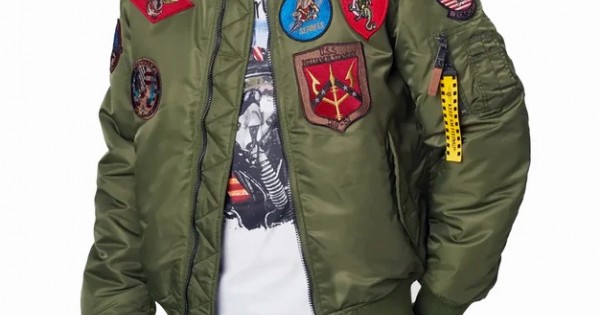 TOP GUN JAKNA MA-1 BOMBER PATCHES Olive